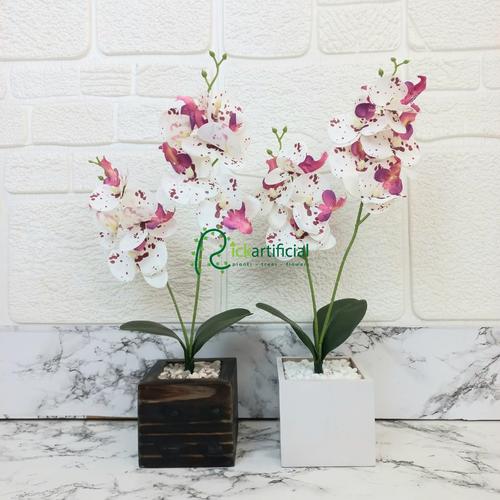 Jual Variasi Tanaman Artificial Bunga Anggrek Bulan X2 Mini Putih Ungu ...