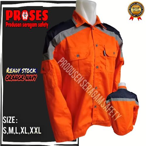 Jual BAJU SERAGAM SAFETY KOMBINASI ORANGE NAVY TERBARU/WEARPACK ATASAN ...