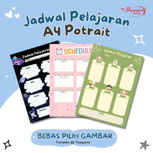Jual Jadwal Pelajaran Uk A4 Potrait Art Carton 260gsm FREE TEMPLATE / Bisa Custom gambar sendiri ...