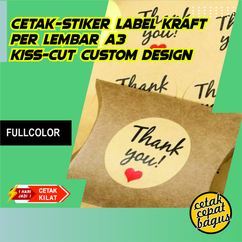 Jual Cetak Stiker Label Kraft per lembar A3 + Kiss Cut | CUSTOM DESIGN ...