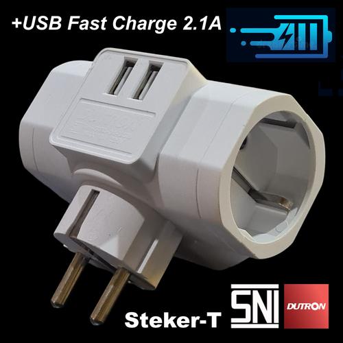 Jual Steker T Tee USB Fast Charger Colokan Cabang Listrik SNI AC Socket ...