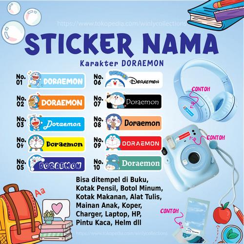 Jual STIKER LABEL NAMA DORAEMON CUTE STICKER LEBEL CUSTOM ANAK PREMIUM ...