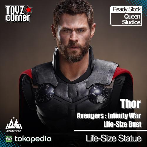 Promo Queen Studios Life-Size Bust Avengers : Infinity War - Thor Cicil ...