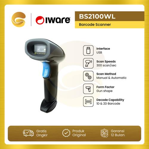 Jual IWARE Barcode Scanner Wireless 1D 2D BS 2100WL Auto Scan BS2100WL ...