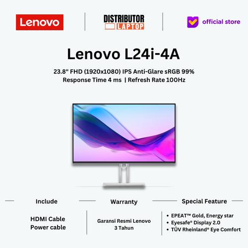 Promo Lenovo Monitor L24i-4A 24" IPS FHD 100hz HDMI Speakers GARANSI ...