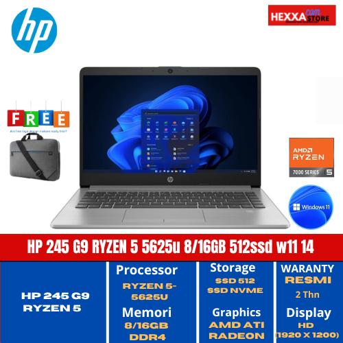 Jual laptop HP 245 G9 RYZEN 5 5625u 8GB 512ssd w11 14" SLIM bezel resmi ...