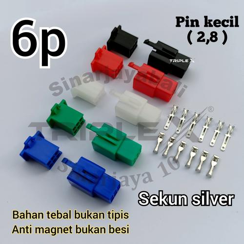 Jual soket 6p kecil silver socket 6 pin konektor 6pin p kabel motor ...