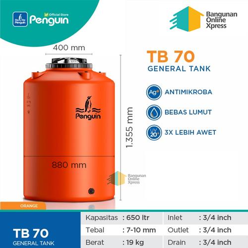 Jual TANGKI AIR / TOREN / TANDON PENGUIN TB70 (650 LITER) - Biru Tua ...
