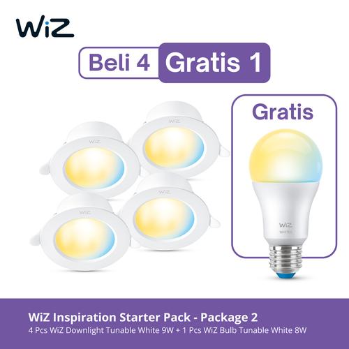 Promo [BELI 4 GRATIS 1] Starter Pack 2 WiZ Lampu Smart LED Downlight TW ...