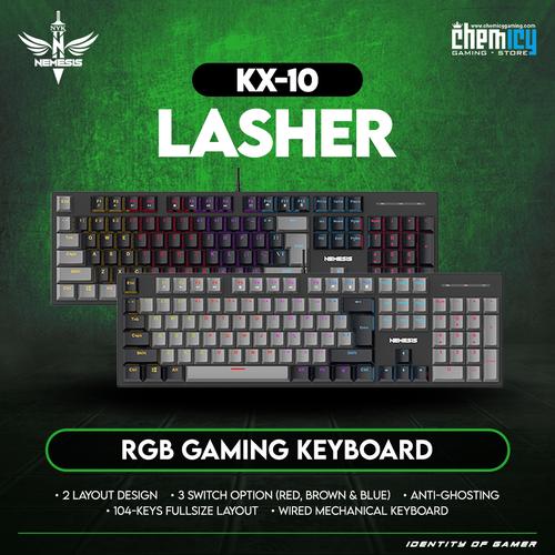 Jual NYK KX10 / KX-10 Lasher Fullsize Mechanical Gaming Keyboard - Grey ...