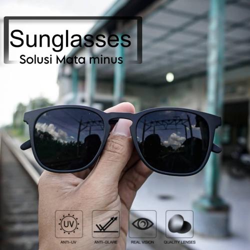 Jual KACAMATA SUNGLASSES HITAM PERMANEN CUSTOM LENSA MINUS/CYLINDER ...