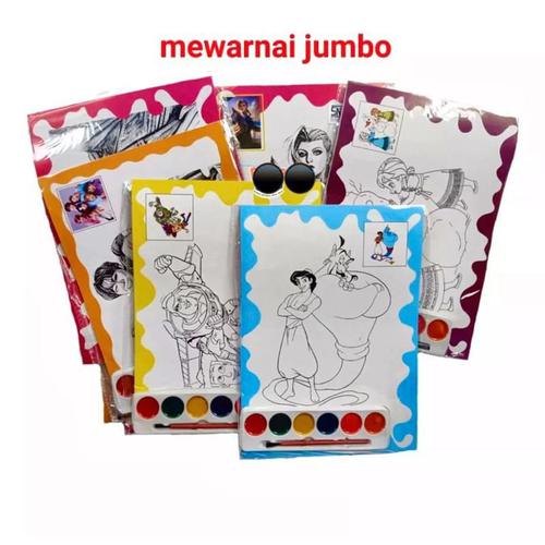 Jual Kertas Mewarnai Cat Air Bonus Kuas Tinta Mainan Anak Edukasi ...