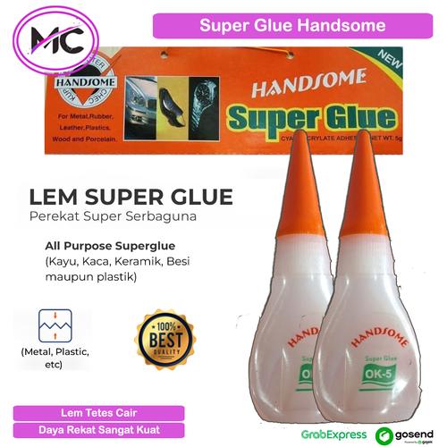 Jual Lem Super Glue Handsome 5 gr Lem Power Glue Lem Tetes Cair Kuat ...