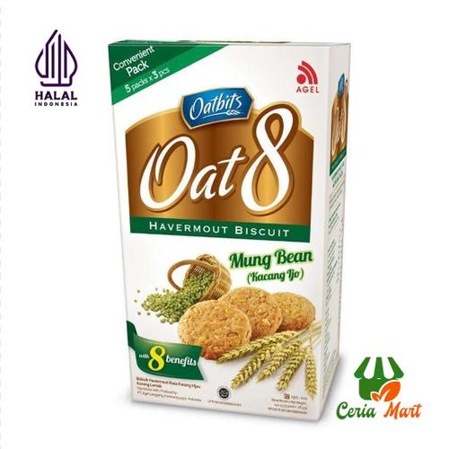 Promo Biskuit Oatbits Oat8 Mung Bean Havermout Biscuit 1 Box isi 5 Pack Rasa Kacang Hijau ...