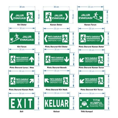 Jual Rambu Jalur Evakuasi - Exit 30Cm X 15Cm - Acrylic Sticker Reflective - Kota Surabaya ...