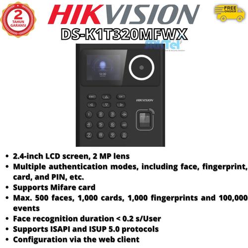 Jual Hikv DS-K1T320MFWX Mesin Absen Face Access Fingerprint Mifare Card ...