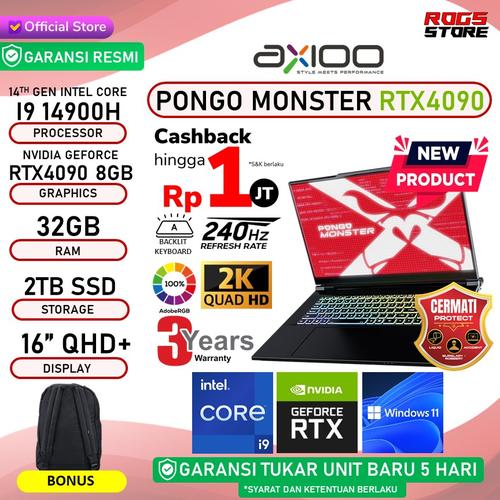 Promo AXIOO PONGO MONSTER CORE I9 14900H RTX4090 32GB 2TB SSD W11 16 ...