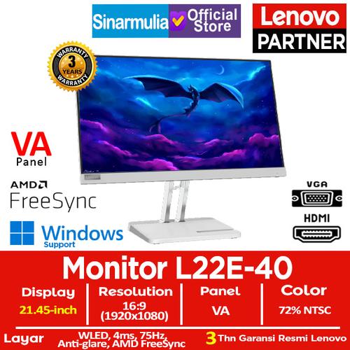 Jual Monitor Lenovo LED L22e-40 21.45" 75Hz VA HDMI Eyesafe Display ...