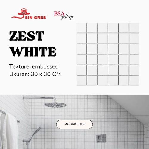 Jual MOSAIC TILE KOTAK WHITE EMBOSSED / MOSAIC KOTAK PUTIH TIMBUL ...