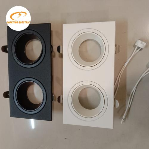 Jual Kap lampu mr16 isi2 isi 2 hitam / putih 2 gang double corong trimless spotlight halospot ...