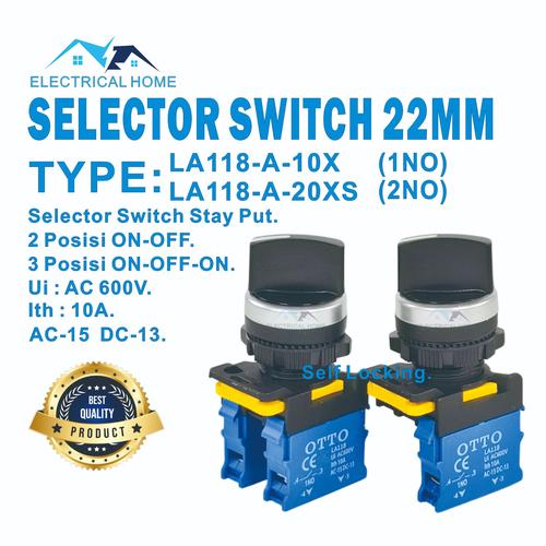 Jual SELECTOR SWITCH STAY PUT (SELF LOCKING) 2 ATAU 3 POSISI 22MM OTTO ...