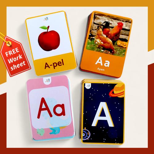 Jual Flash card Alfabet Huruf Besar - Kecil Media Belajar Anak dengan ...