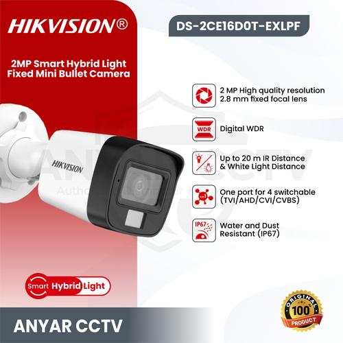 Jual HIKVISION DS-2CE16D0T-EXLPF 2MP Smart Hybrid Light Fixed Mini Bullet Camera - Kota Bandung ...