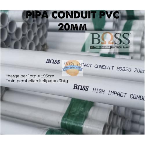 Jual PIPA CONDUIT PIPA LISTRIK 20mm @2.9mtr MERK BOSS setara CLIPSAL ...