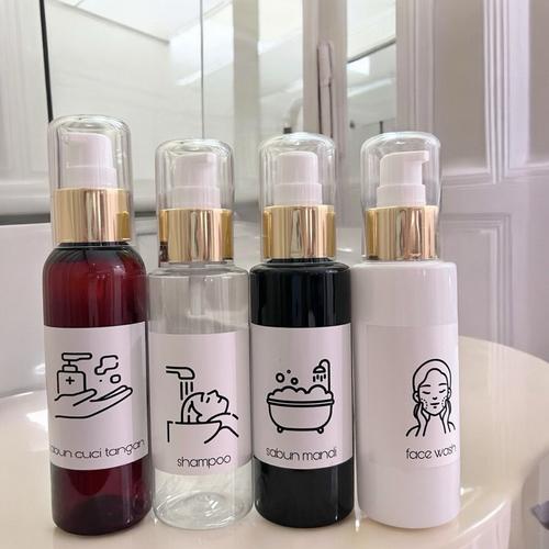Jual botol 100ML TRAVEL SIZE STIKER GAMBAR KECIL TUTUP PUMP LOTION RING ...