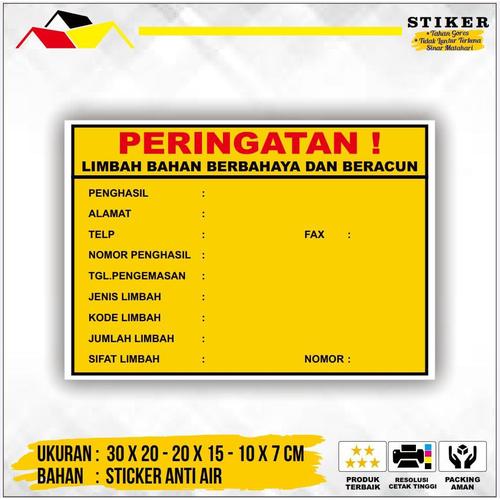 Jual Stiker Label tanda Simbol Keterangan Limbah B3 - 20 x 15 cm ...