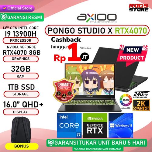 Promo AXIOO PONGO STUDIO X CORE I9 13900HX RTX4070 32GB 1TB SSD W11 16 ...