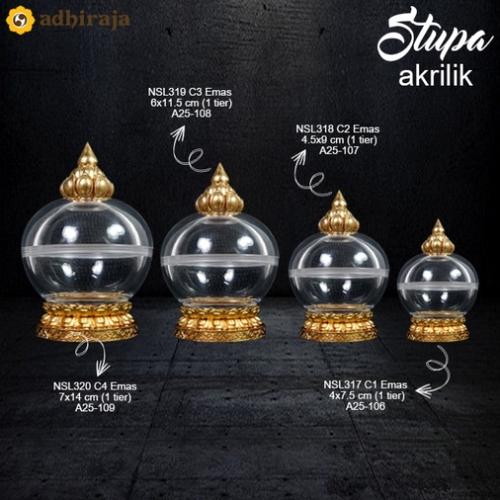 Jual Tempat Simpan Relik Stupa Akrilik Emas (1 tier) pendek all varian ...