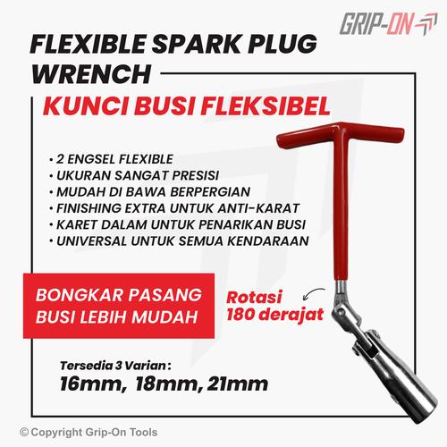 Jual KUNCI BUSI SOK T BUSI FLEXIBLE T-SOCKET SPARK PLUG WRENCH 16 18 21 ...