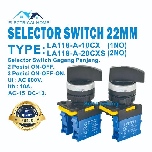Promo SELECTOR SWITCH GAGANG PANJANG (STAY PUT) 2 ATAU 3 POSISI 22MM ...