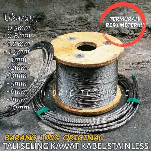 Jual Kawat Tali seling stainless 3mm panjang 50 Meter kabel sling ...