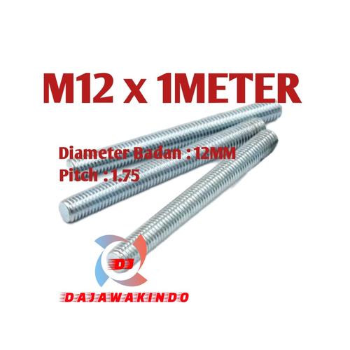 Jual Asdrat Galvanis M12 x 1 Meter / Long Drat Galvanis Putih M12 x 1 Meter - Kota Tangerang ...