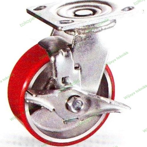 Jual roda troli 6 inch shinhee roda heavy duty 6" hidup+rem shinhee ...