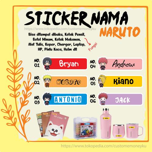 Jual STICKER LABEL NAMA KARAKTER ANIME JEPANG NARUTO KONOHA CUTE LEBEL ...