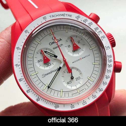 Jual Strap Rubber Omega X Swatch 20Mm Moonswatch series Red combination ...