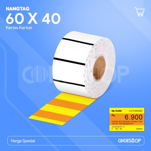 Jual Codeshop Kertas Price Tag Karton 60 x 40 mm 1 Line Blackmark Label ...