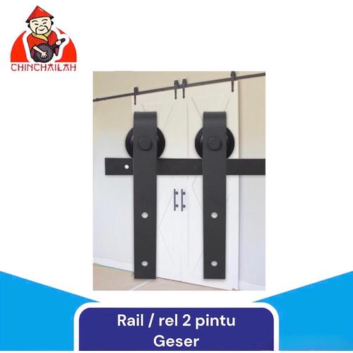Jual Rel 2 pintu gantung kayu geser 3M / rail sliding track barn door ...