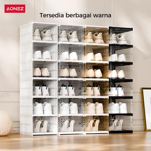 Promo AONEZ kotak sepatu transparan Lemari Sepatu Tertutup Dapat ...