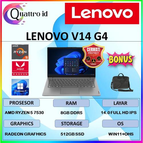 Promo Lenovo V14 G4 Ryzen 5 7530 8Gb 512Gb Win11+OHS 14.0 full hd ...