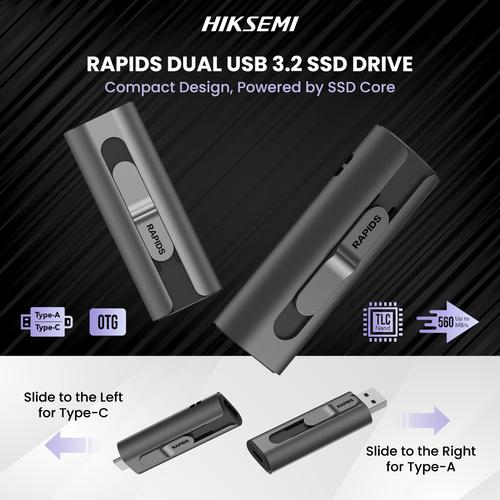 Promo Hiksemi Rapids Dual 1TB USB 3.2 Type C Portable SSD External ...