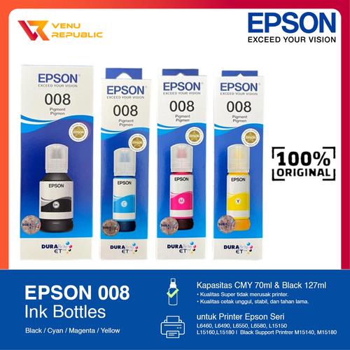 Jual Tinta Epson 008 T06G Original Black Cyan Magenta Yellow Printer ...