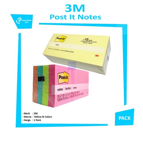 Jual 3M - Post It Sticky Notes 653AN Mix Color & Yellow - Pack - YELLOW ...