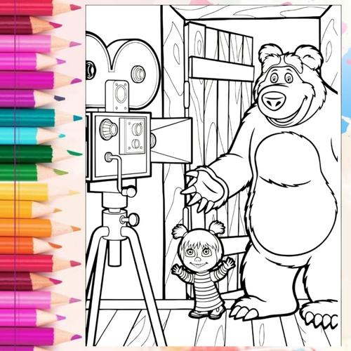 Jual Kertas Gambar Mewarnai Anak/TK/Paud/SD/ HVS Gambar MARSHA & THE ...