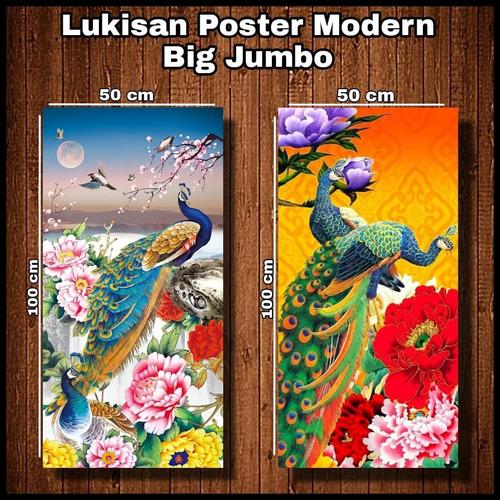 Jual LUKISAN POSTER CETAK JUMBO FOTO BURUNG MERAK UKURAN 100 X 50 CM ...