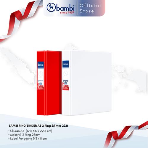 Jual Bambi Ring Binder A5 2 Ring D-Type Red SMALL SIZE 25 mm Edisi ...