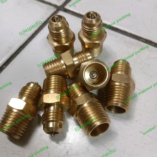 Jual double nepel pentil drat 1/4" SAE x 1/8" NPT kuningan pentil ac - Jakarta Barat - sumber ...